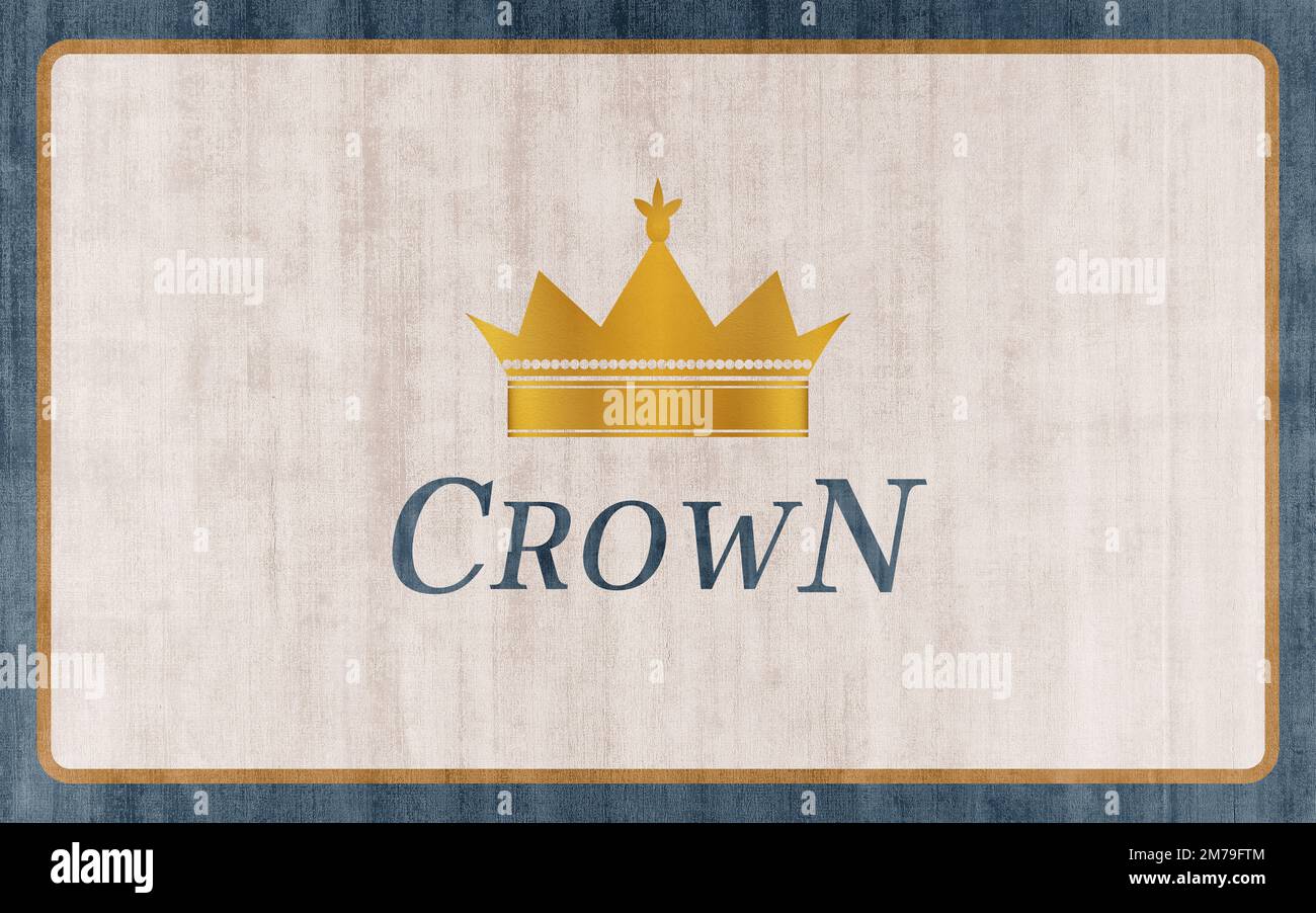 An illustration of a crown with writing under it isolated on a carpet ...