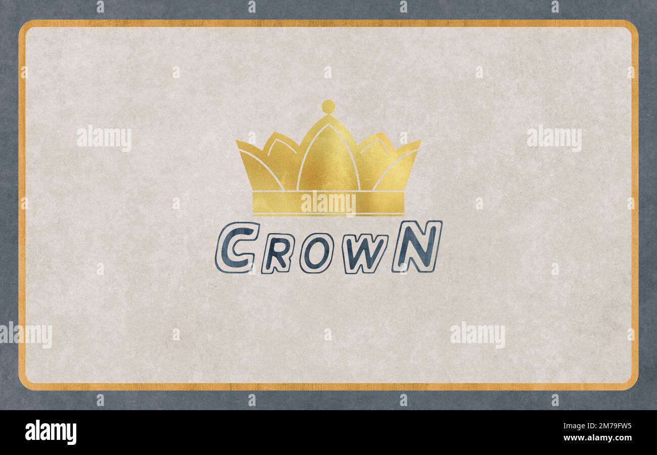 An illustration of a crown with writing under it isolated on a carpet ...