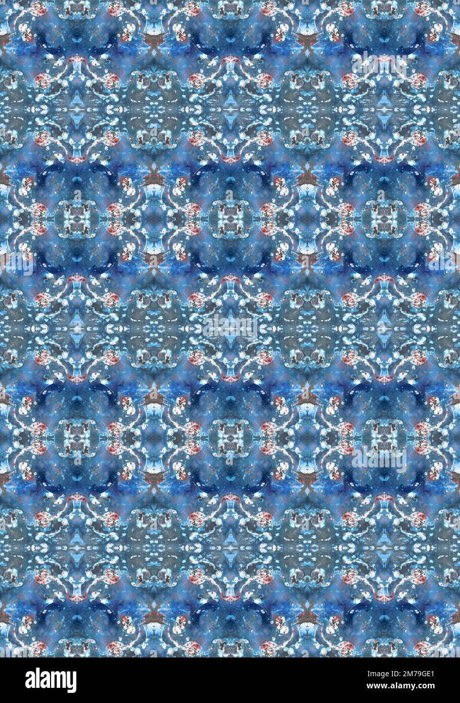 Watercolor hand drawn Blue Oriental Tile, majolica, Marrakech Mosaic ...