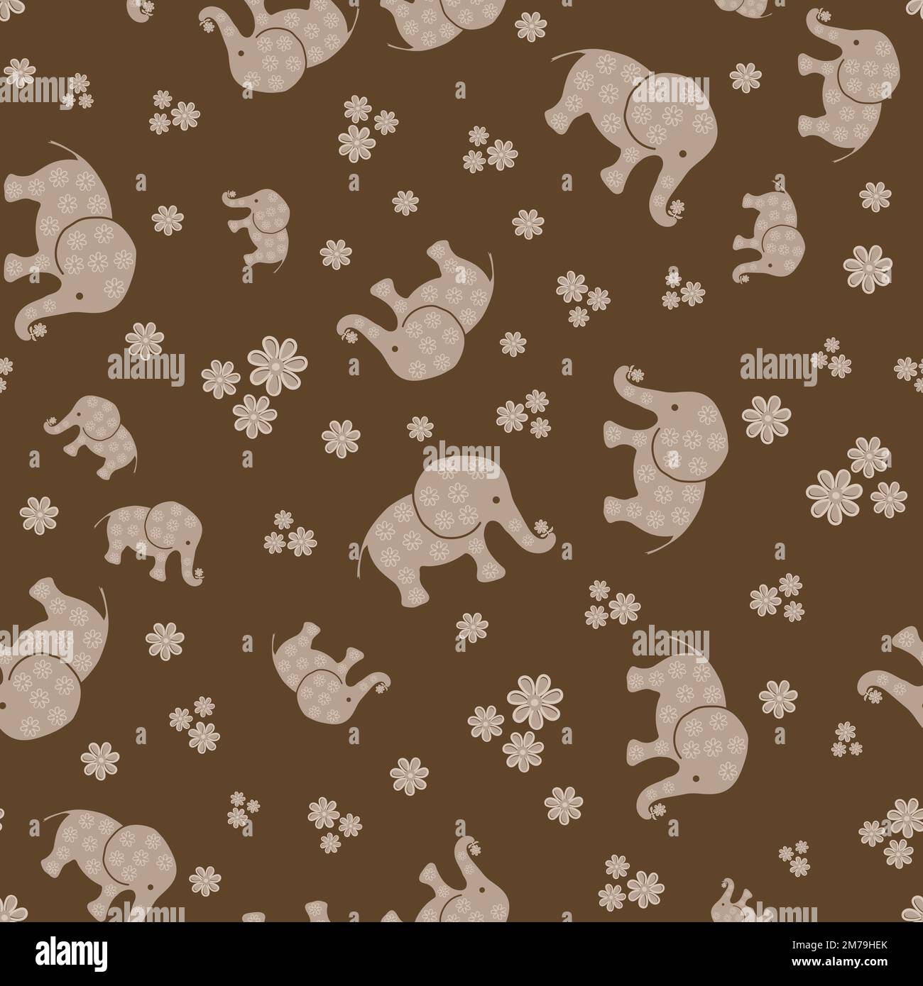 Cute baby elephant vector seamless pattern background. Adorable simple ...