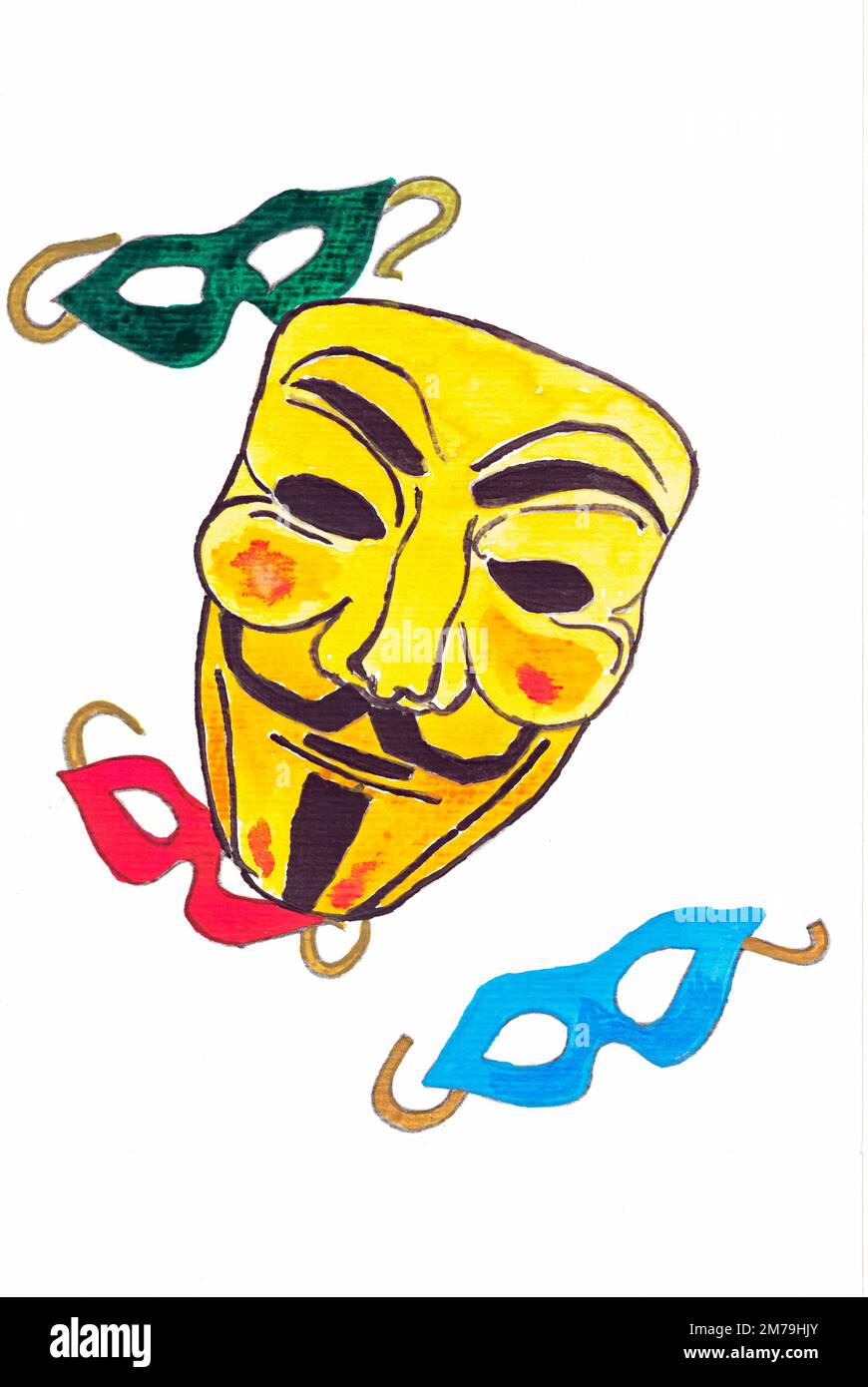 Mask watercolor Cut Out Stock Images & Pictures - Alamy