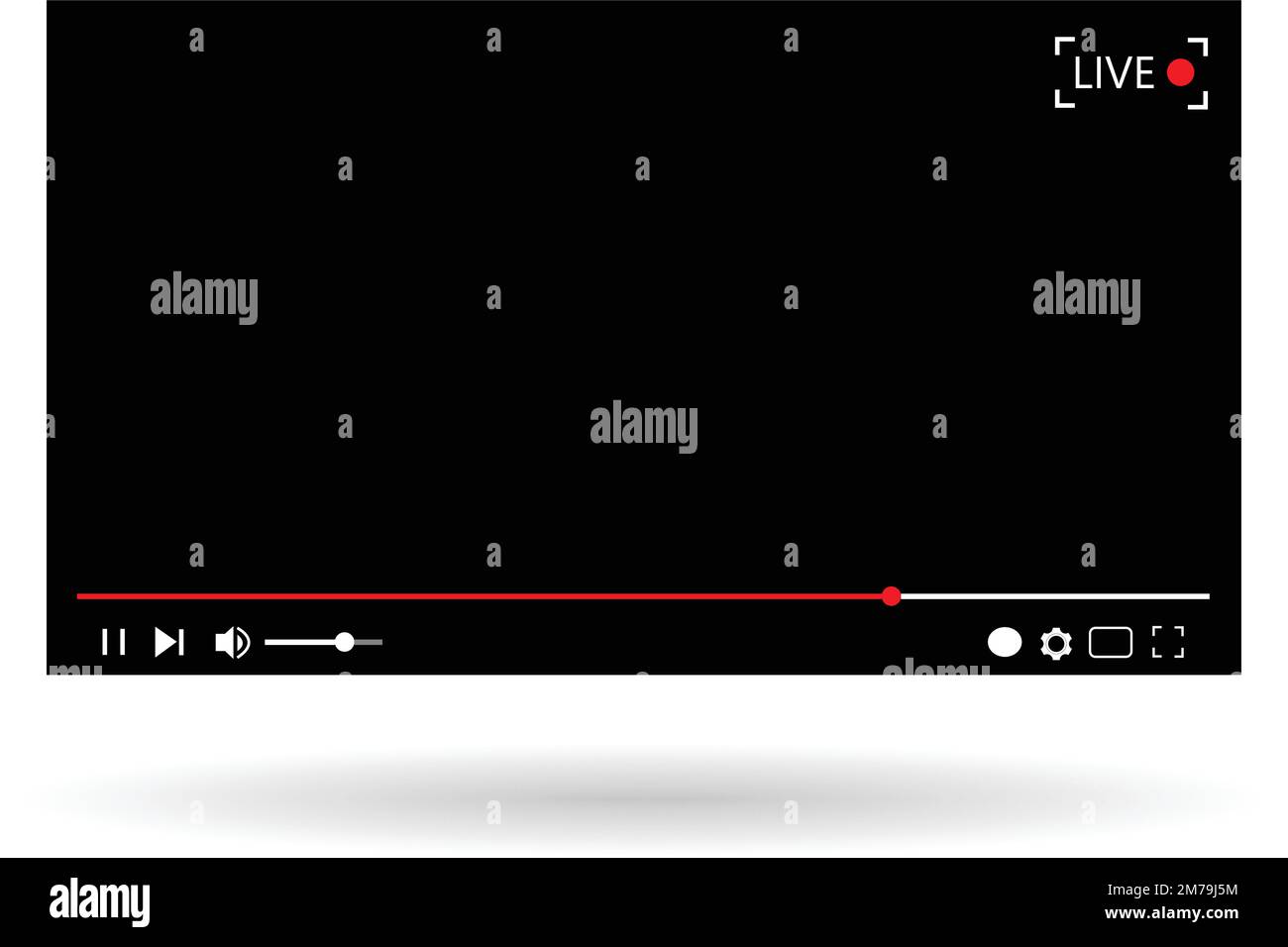 Multimedia video player shape, live streaming, broadcasting vector ...