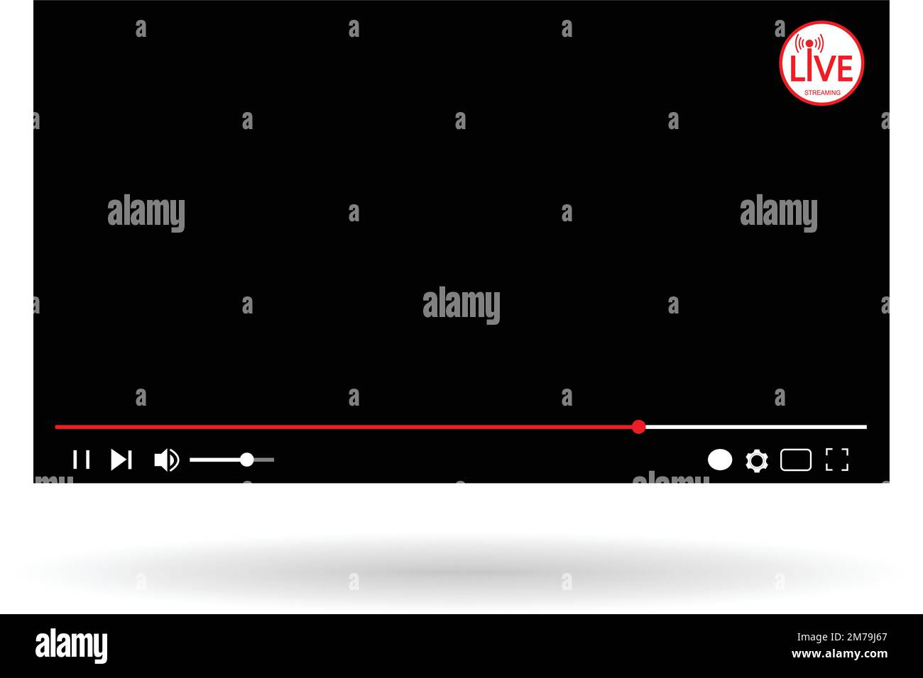 Multimedia video player shape, live streaming, broadcasting vector ...