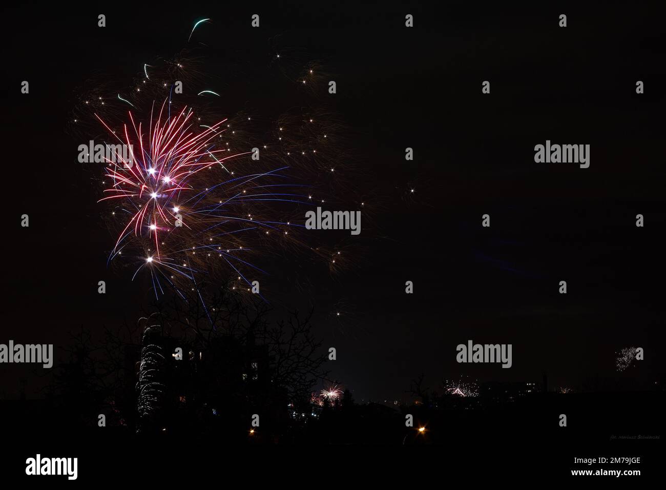 A beautiful shot of colorful Fireworks magical show in hd Stock Photo ...