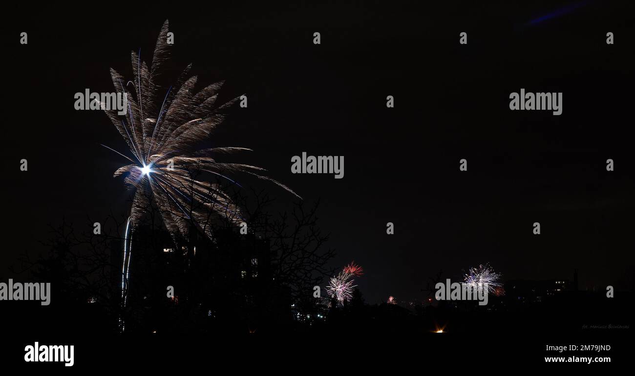 Aerial shot beautiful fireworks in hi-res stock photography and images ...