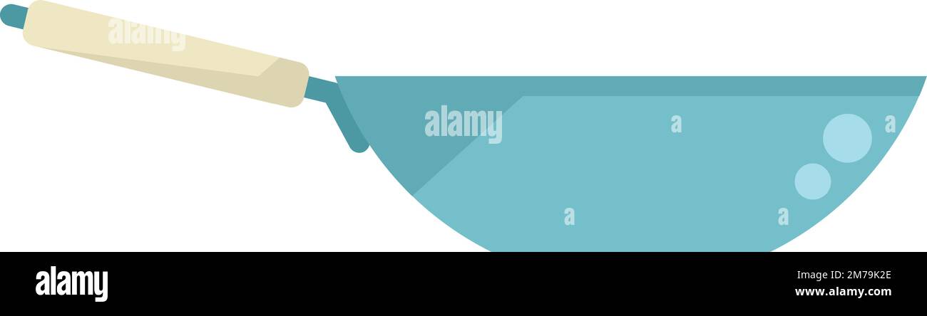 Oriental wok pan icon flat vector. Fry cooking. Asian cook isolated ...