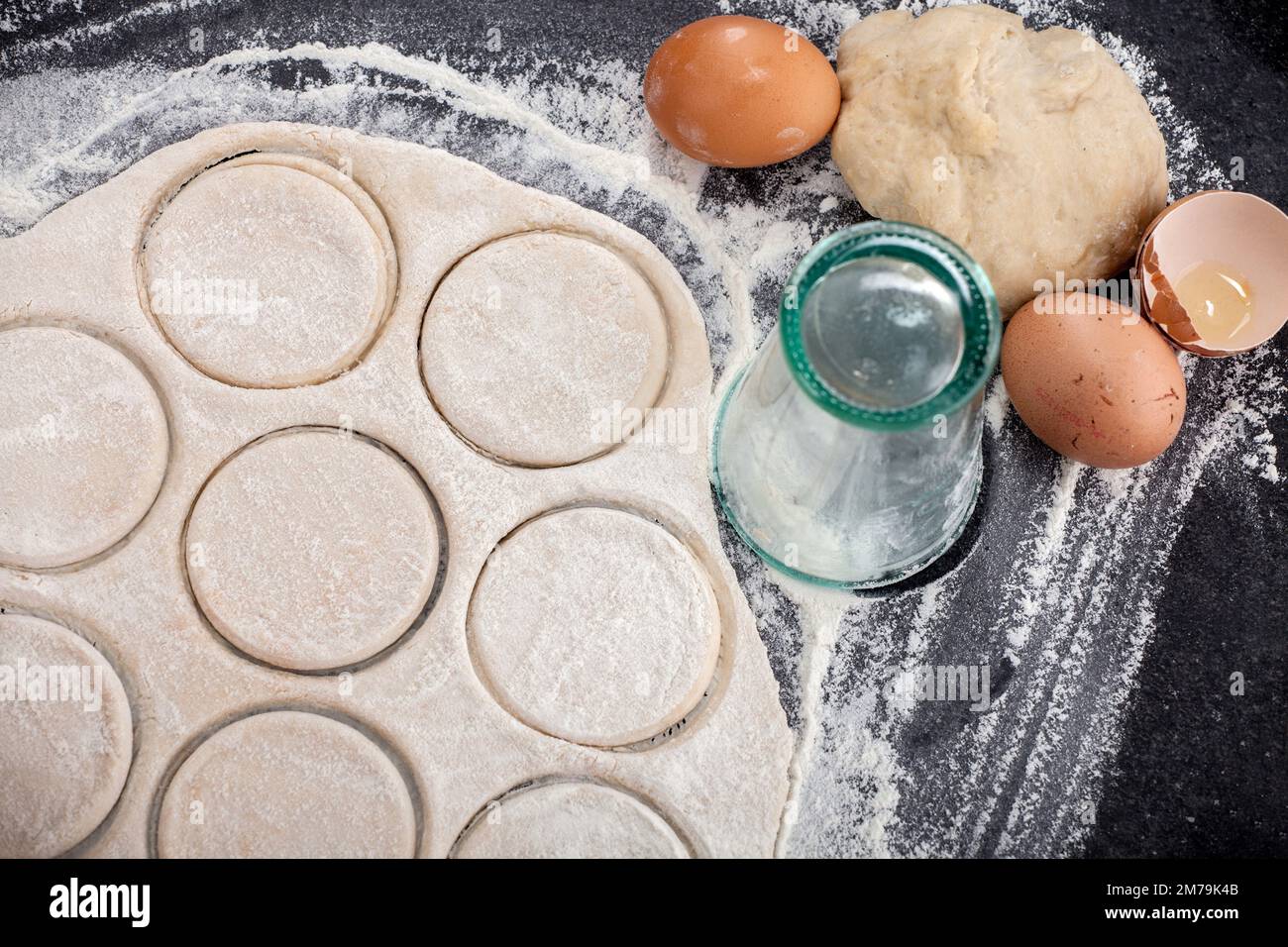 Traditional Polish dumplings. Homemade dumplings production Stock Photo ...