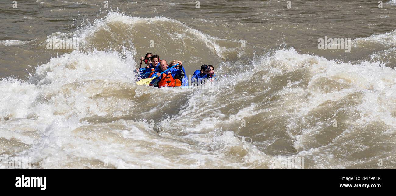 Panorama, White Water raft on Snake River at Lunch Counter Rapids, near ...
