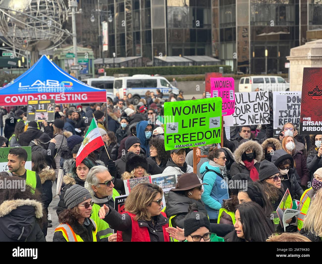 New York City, United States. 8th January, 2023. Hundreds gather at ...