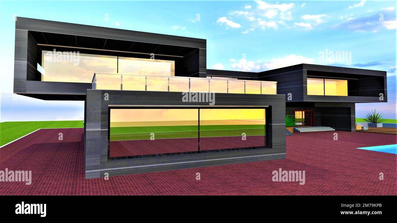 Skillfully crafted design of an unprecedented technological house covered with a thin layer of ...