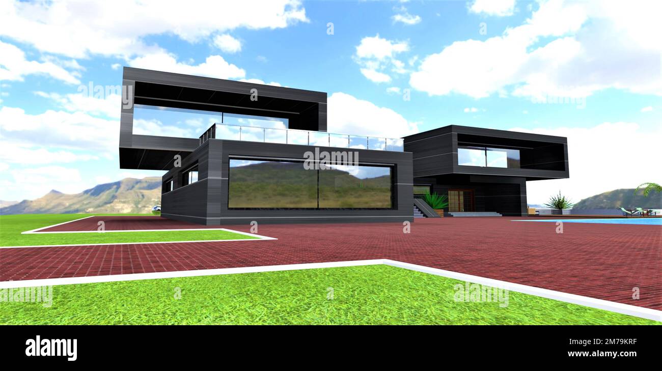 Exclusive design of the contemporary dwelling with well-groomed ...