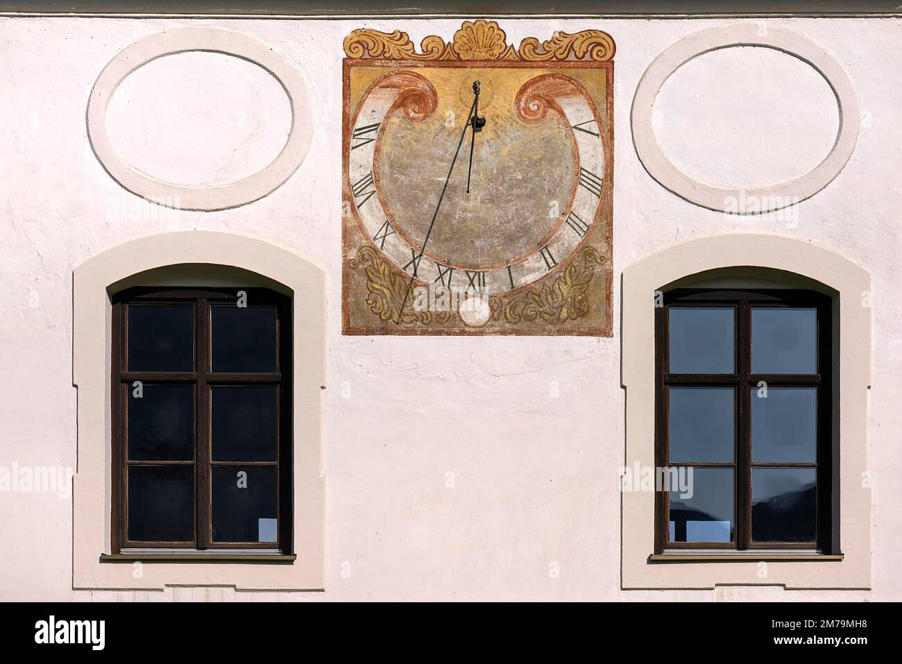 Sundial at Frauenwoerth Abbey, Fraueninsel, Chiemsee, Chiemgau, Bavaria ...