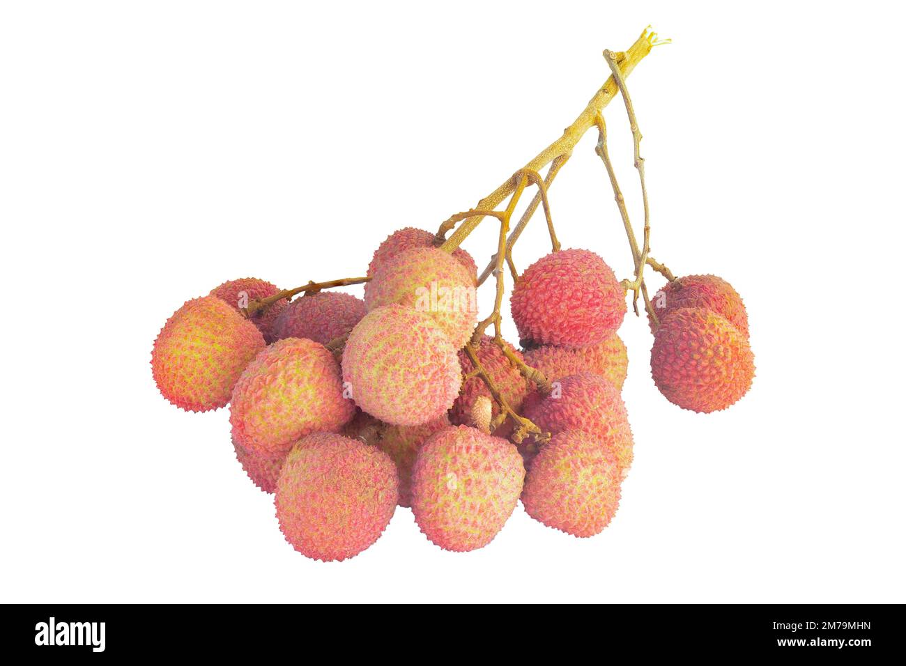Bunch of ripe lychee isolated on white background Stock Photo - Alamy