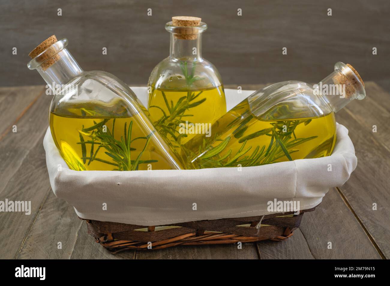 Andalusian olive oil with rosemary and garlic infusion Stock Photo - Alamy