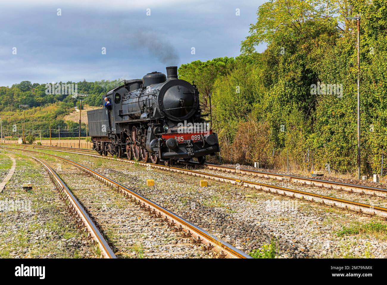 Historic steam locomotive, Treno Natura, Val dOrcia, Tuscany, Italy ...