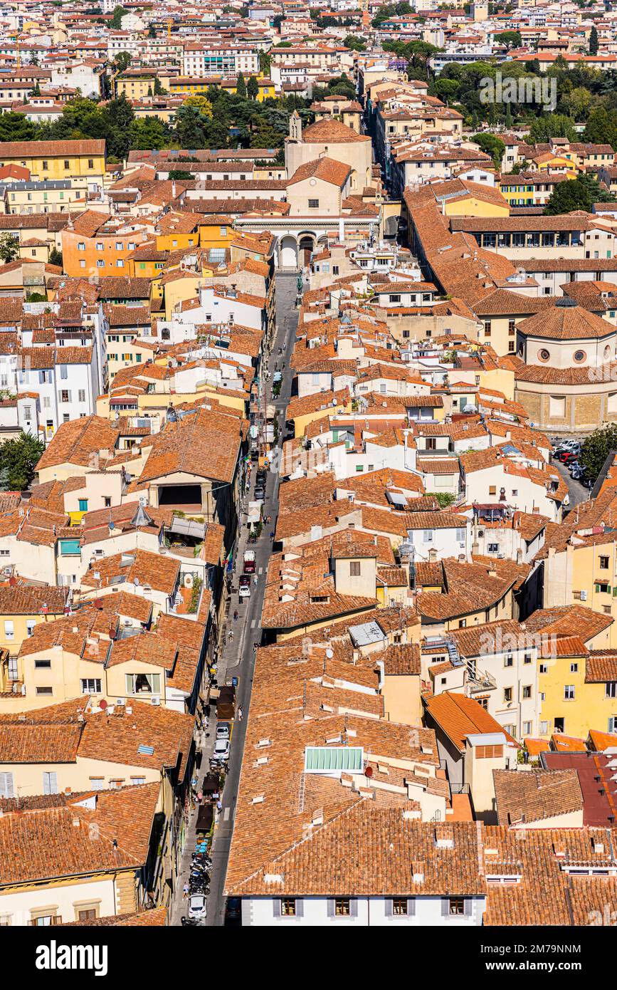 Above the rooftops of Florence, view from the visitor platform on the ...
