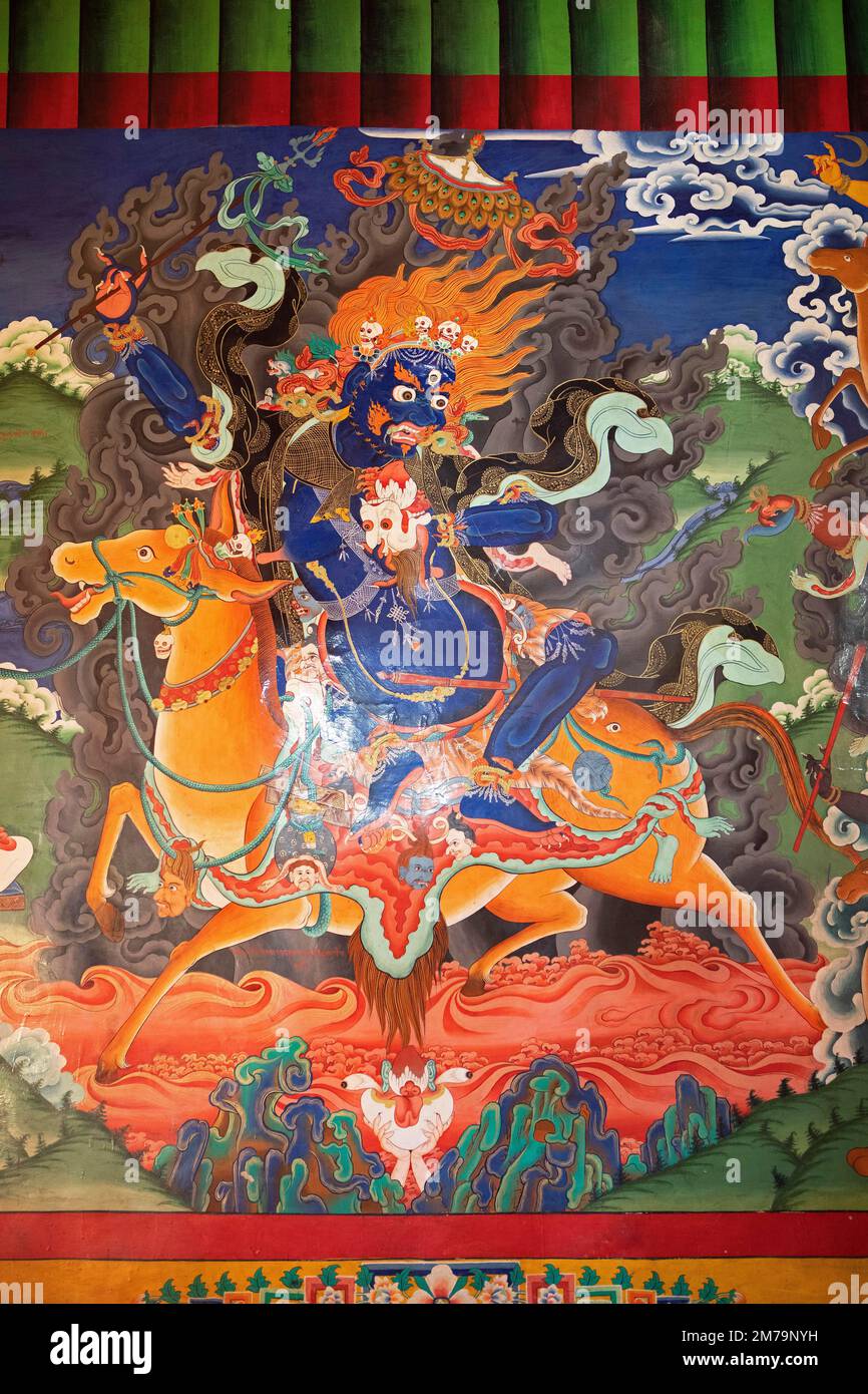 Mural painting, Likir Monastery or Likir Gompa, Ladakh, India Stock ...