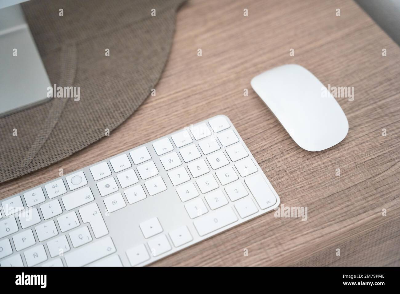 Modern workplace with desktop computer, working table, keyboard and ...