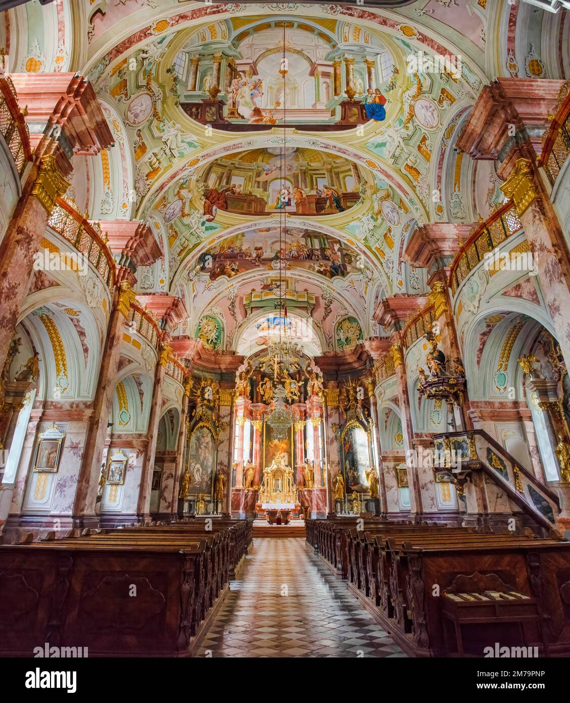 The picturesque Rein Abbey church interior, founded in 1129, the oldest ...