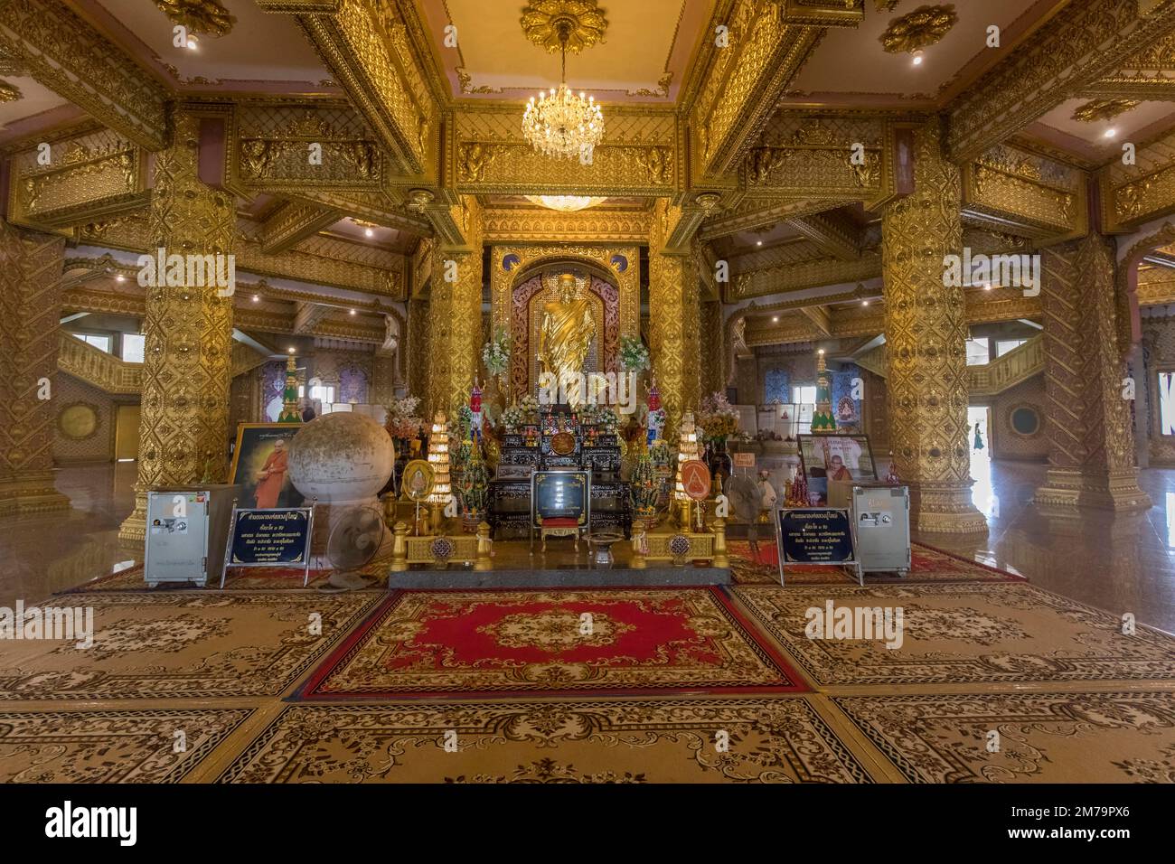 Interior altar in the temple pagoda of the Sri Chai Mongkol Grand ...