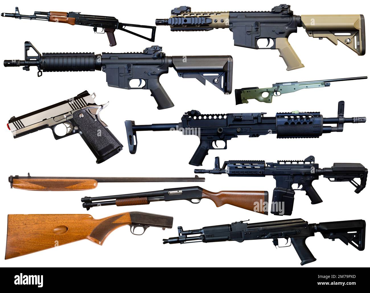 Modern weapon set isolated on a white Stock Photo - Alamy