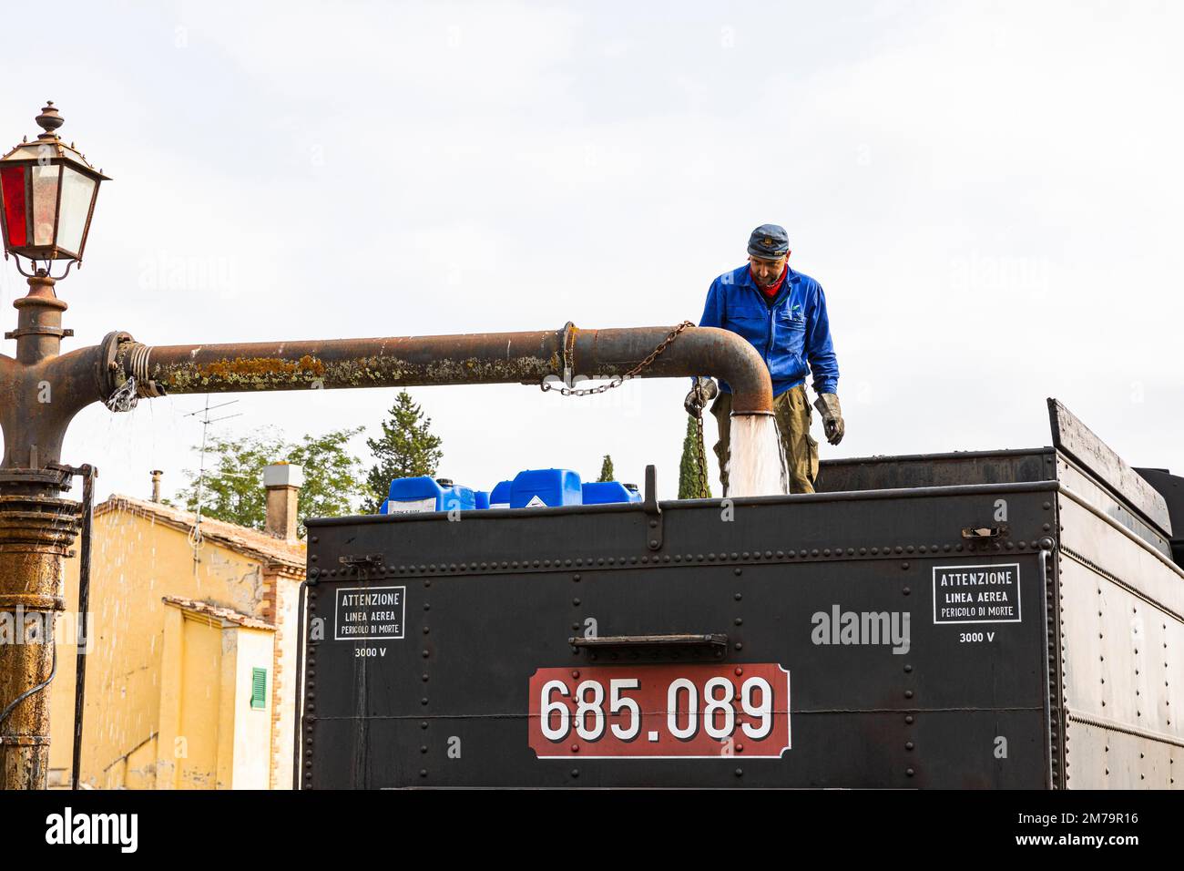 Filling up with water for the historic steam locomotive, Treno Natura ...