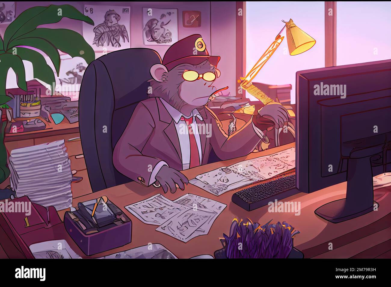Monkey at a desk hi-res stock photography and images - Alamy