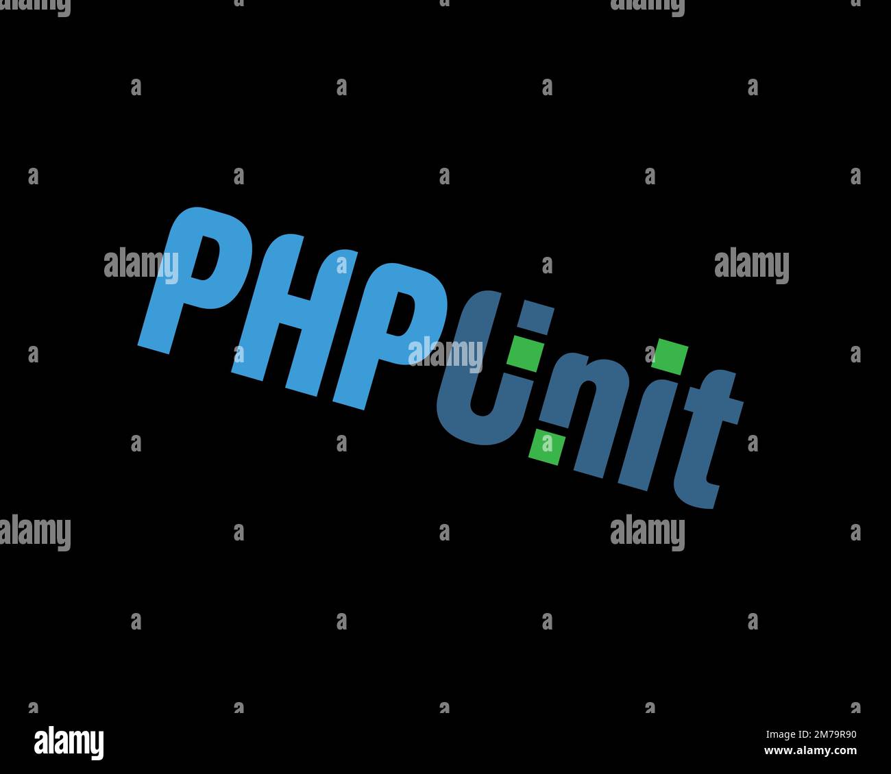 PHPUnit, rotated logo, black background B Stock Photo - Alamy