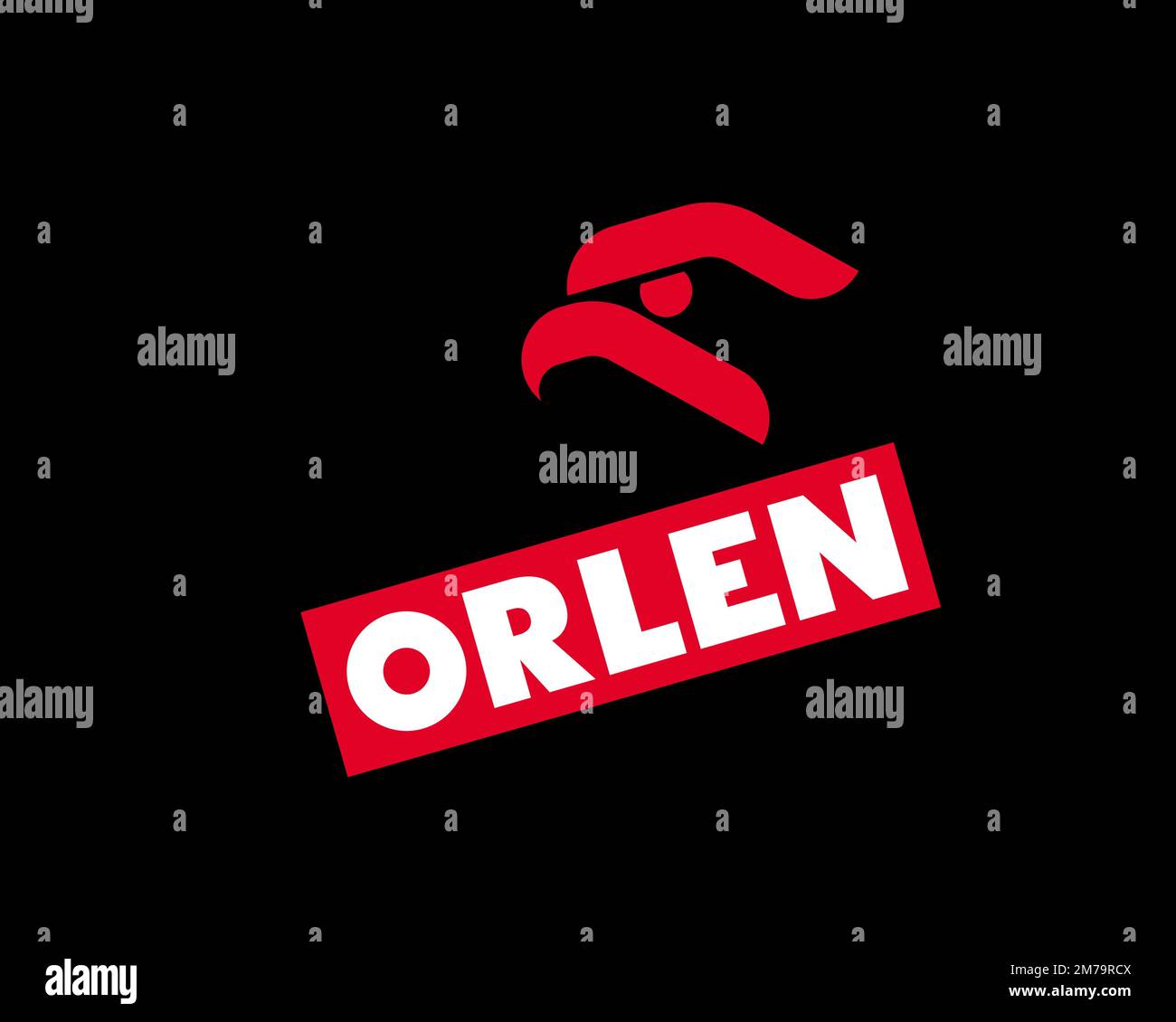 PKN Orlen, rotated logo, black background Stock Photo - Alamy