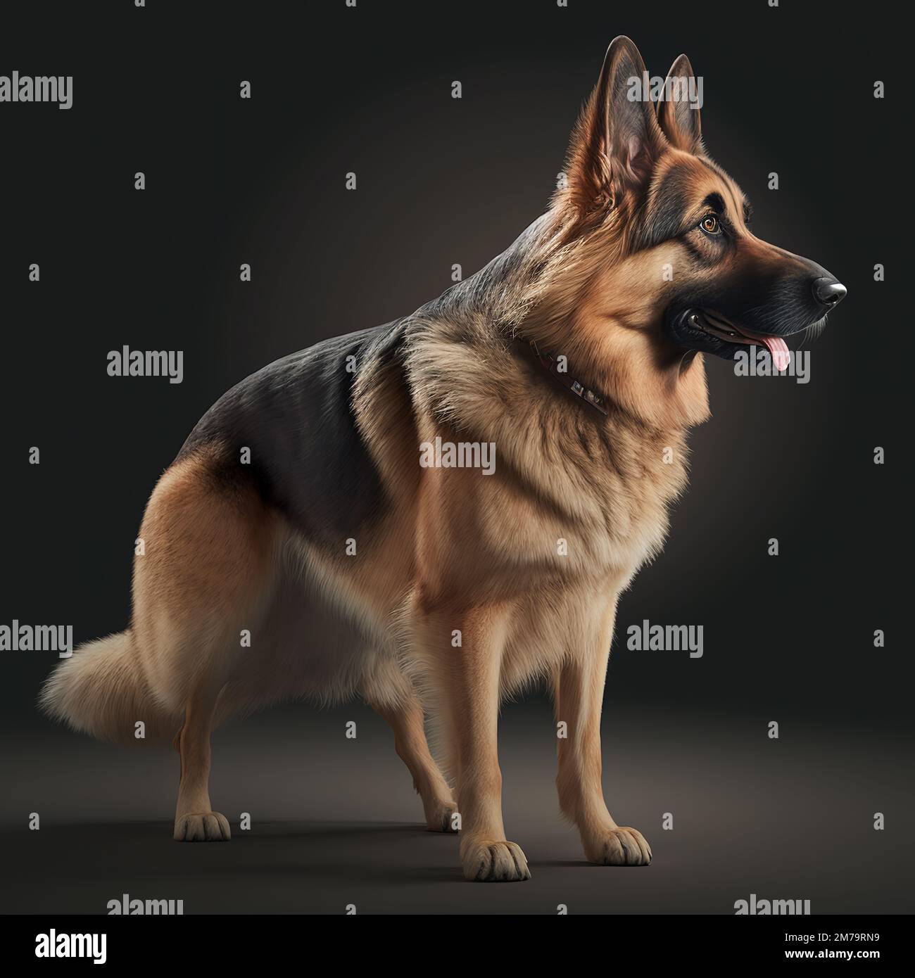 Beautiful german shepherd on black clean background detailed Stock ...