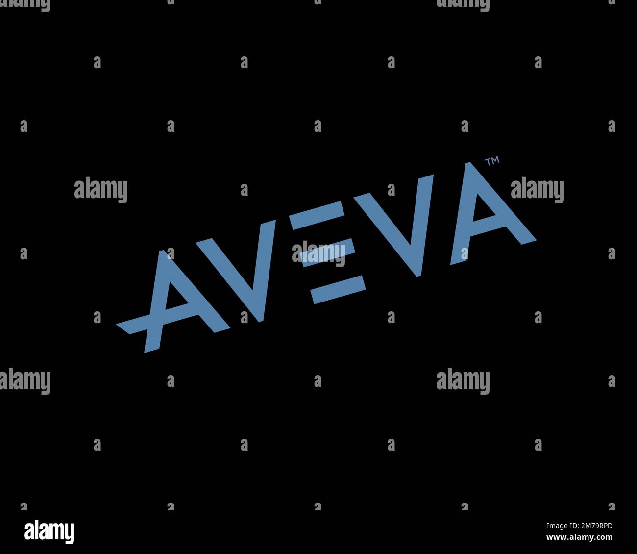 Aveva, rotated logo, black background Stock Photo - Alamy