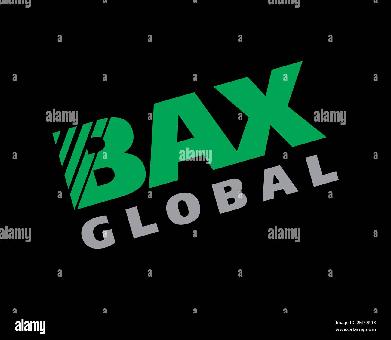 BAX Global, rotated logo, black background Stock Photo - Alamy