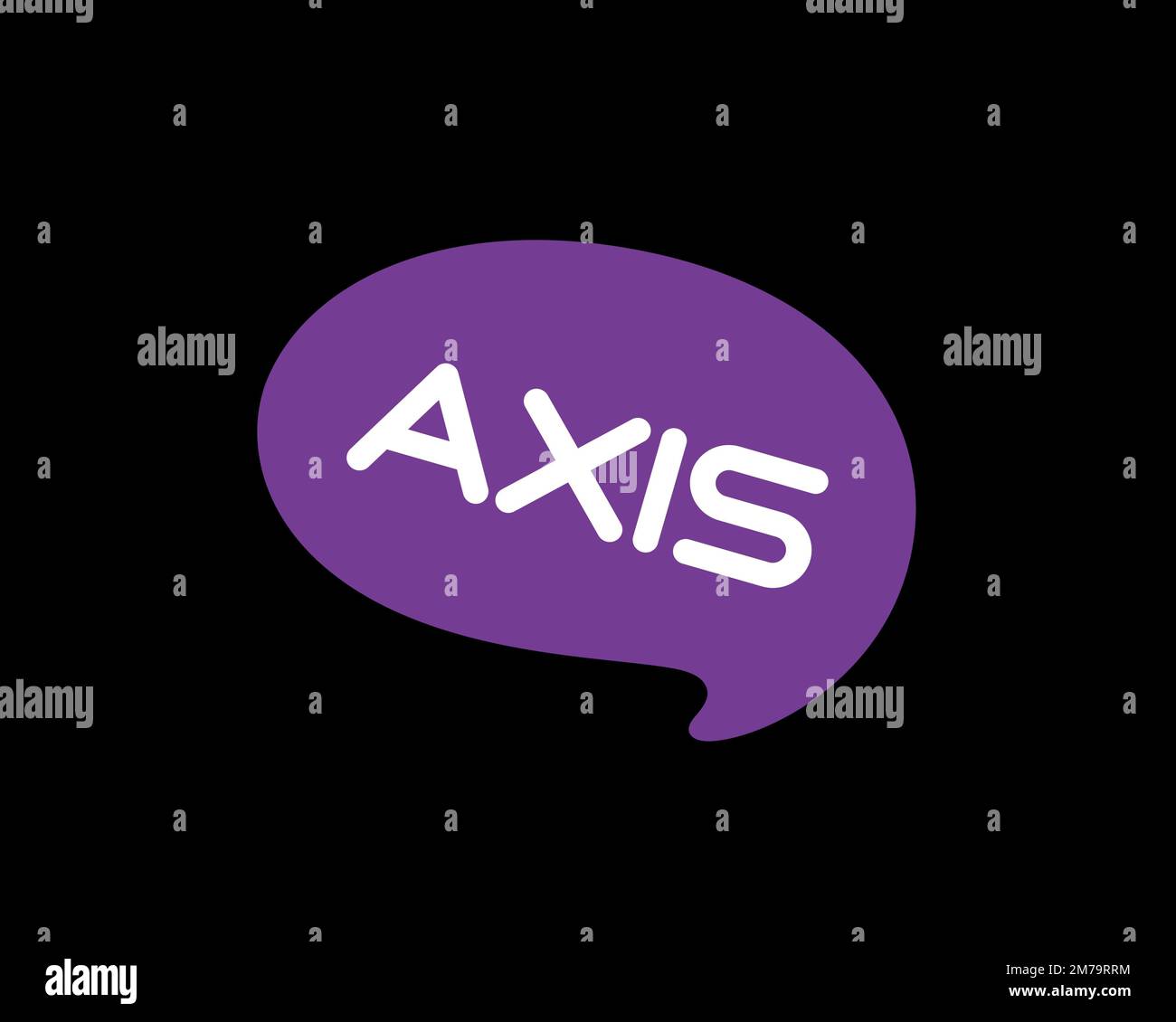 Axis Telecom, rotated logo, black background B Stock Photo - Alamy
