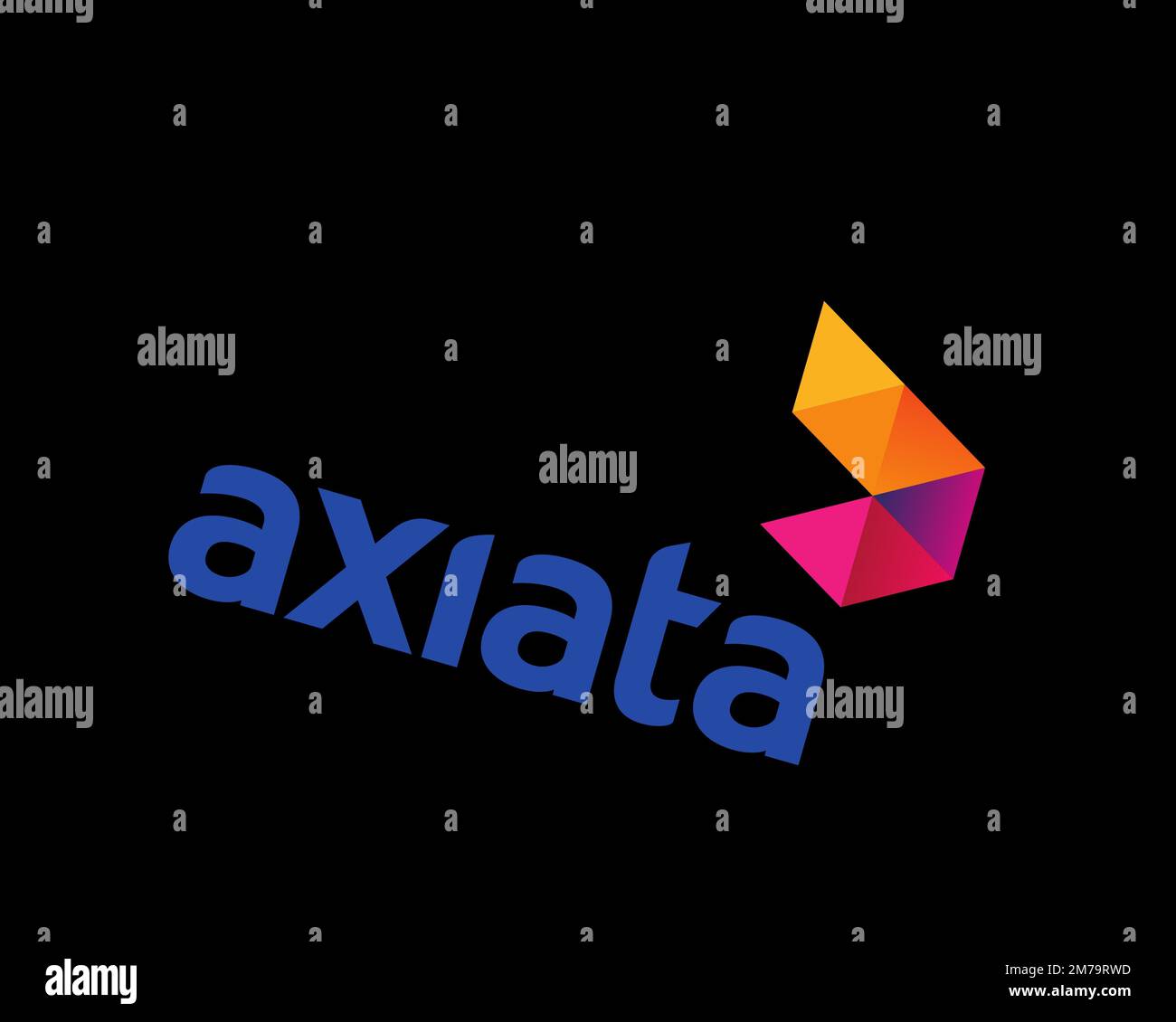 Axiata Group, rotated logo, black background B Stock Photo - Alamy