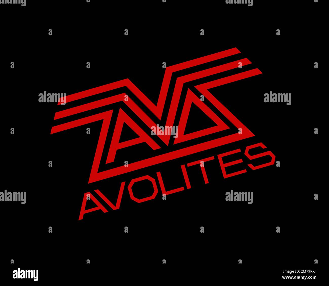 Avolites, rotated logo, black background Stock Photo - Alamy