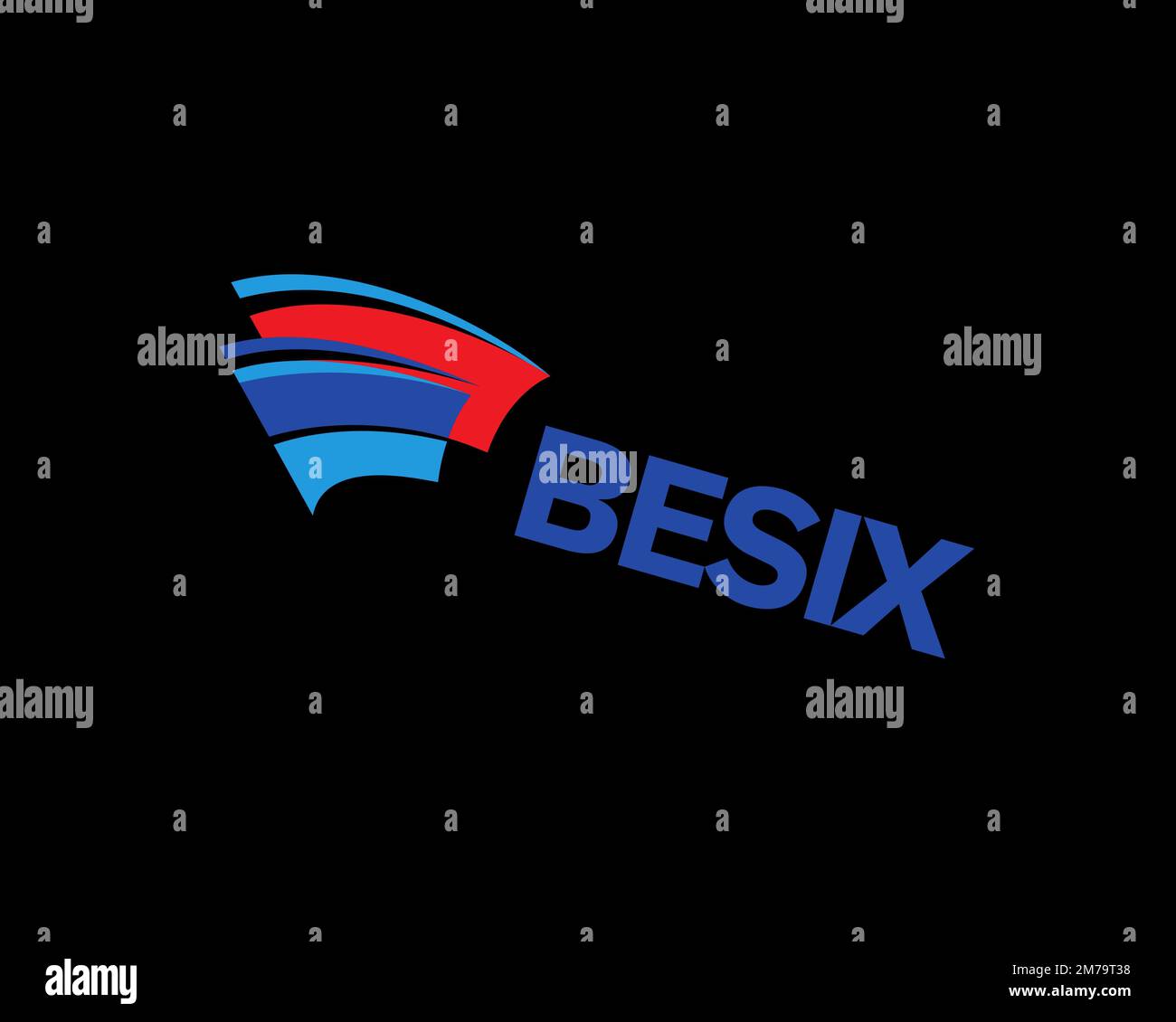 BESIX, rotated logo, black background B Stock Photo - Alamy