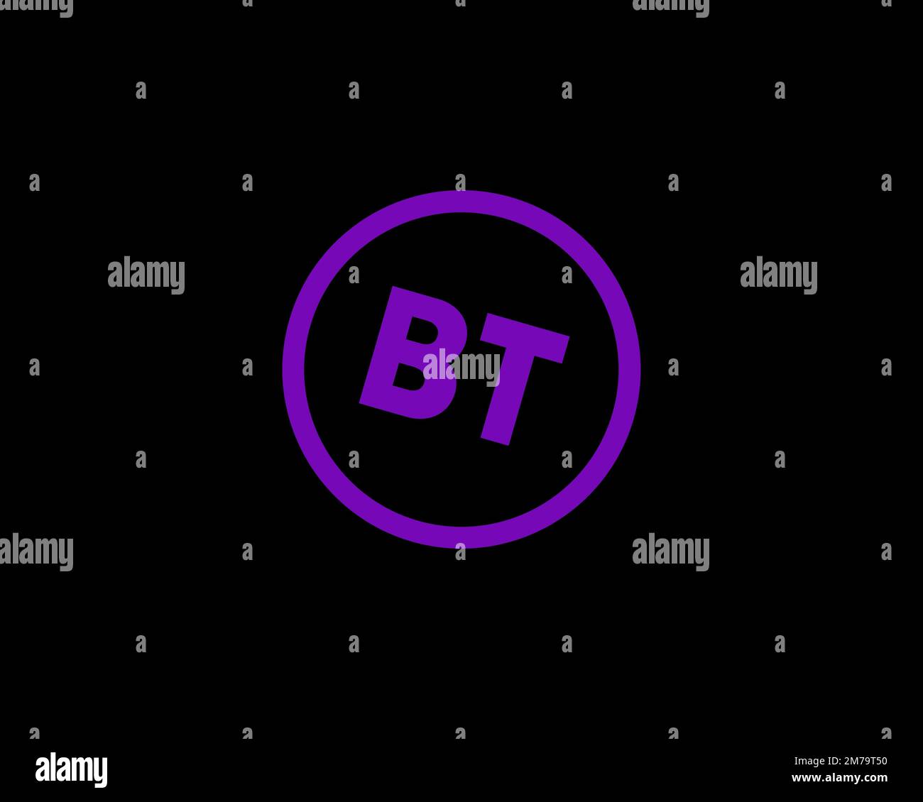 BT Research, rotated logo, black background B Stock Photo - Alamy