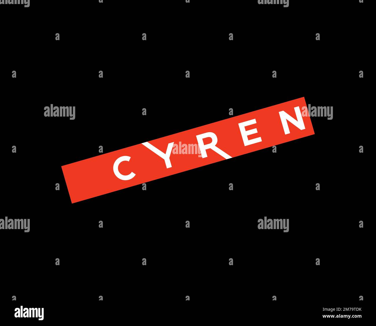 CYREN, rotated logo, black background Stock Photo - Alamy