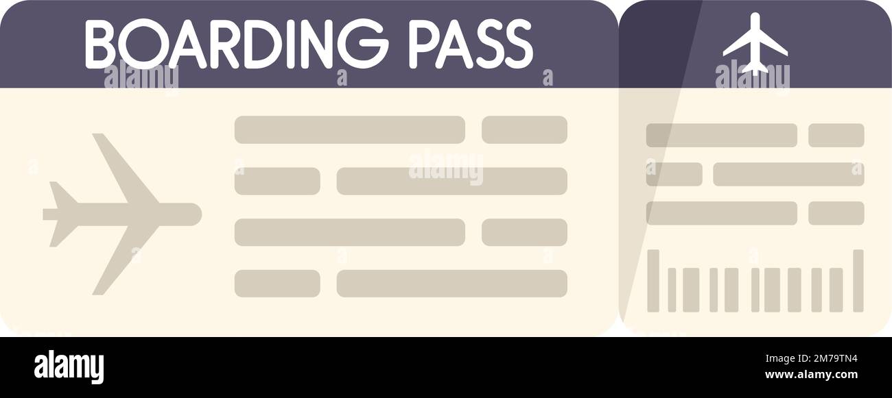 Vacation air ticket icon flat vector. Airline pass. Travel trip ...