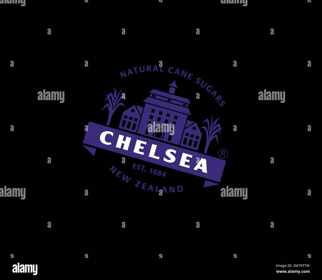 Chelsea Sugar Refinery, Rotated Logo, Black Background B Stock Photo ...