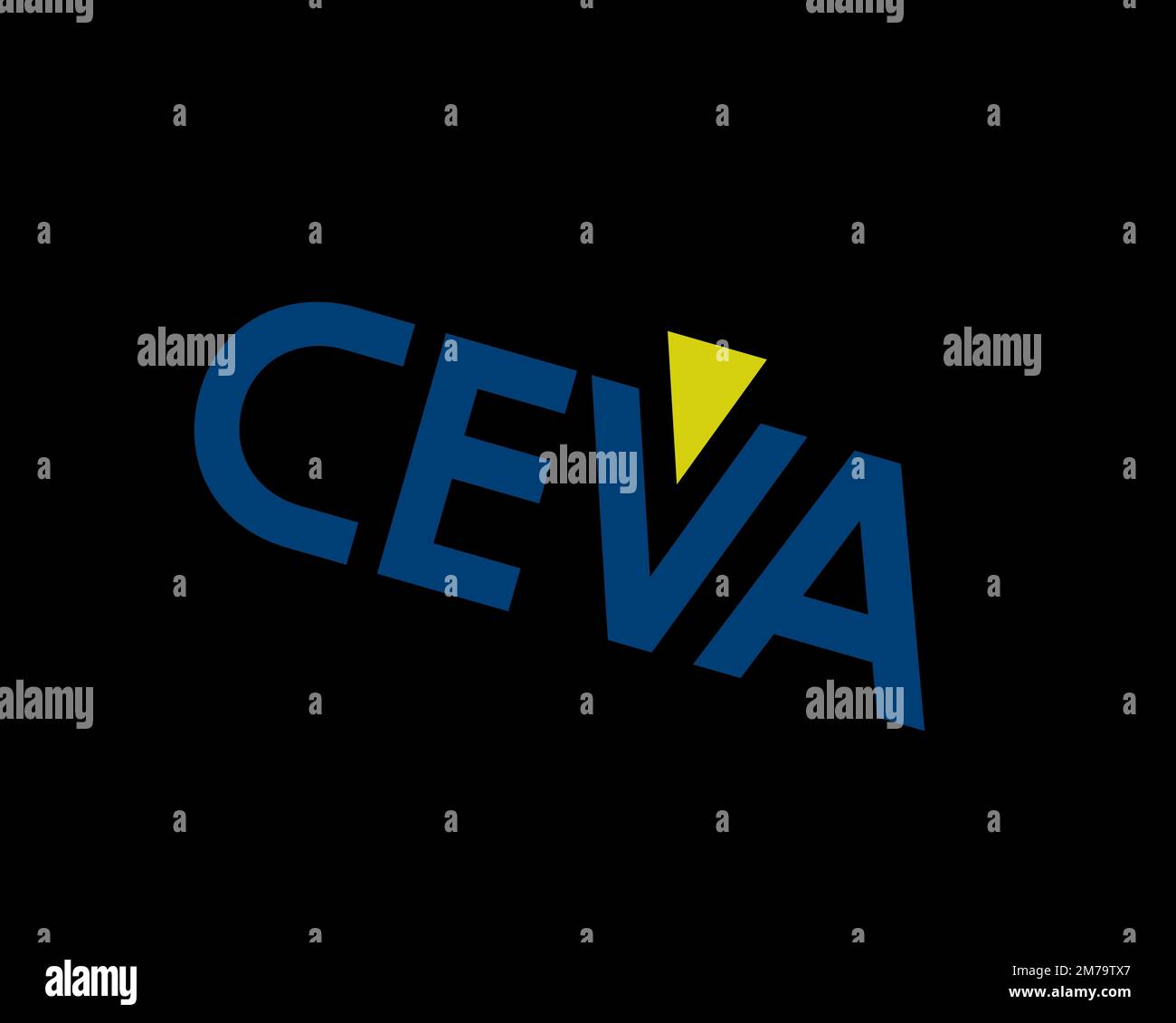 Ceva semiconductor company, rotated logo, black background B Stock ...