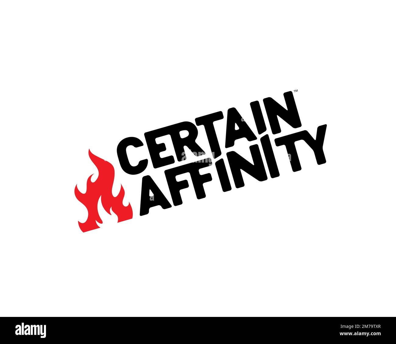 Certain Affinity, rotated logo, white background Stock Photo - Alamy