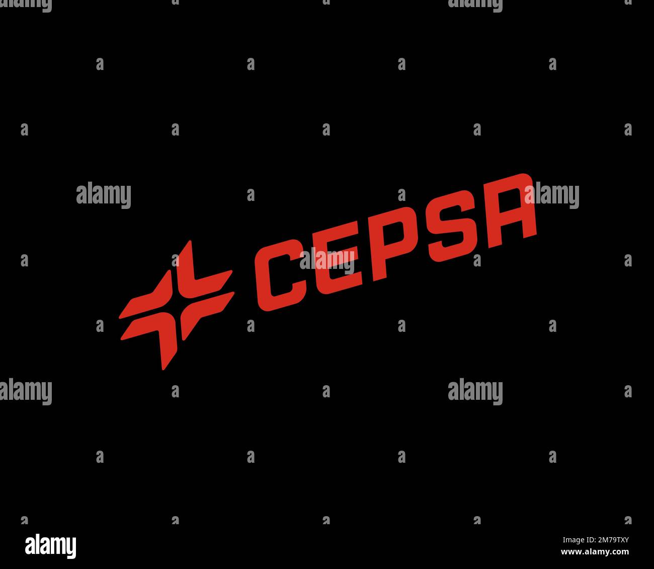 Cepsa, rotated logo, black background Stock Photo - Alamy