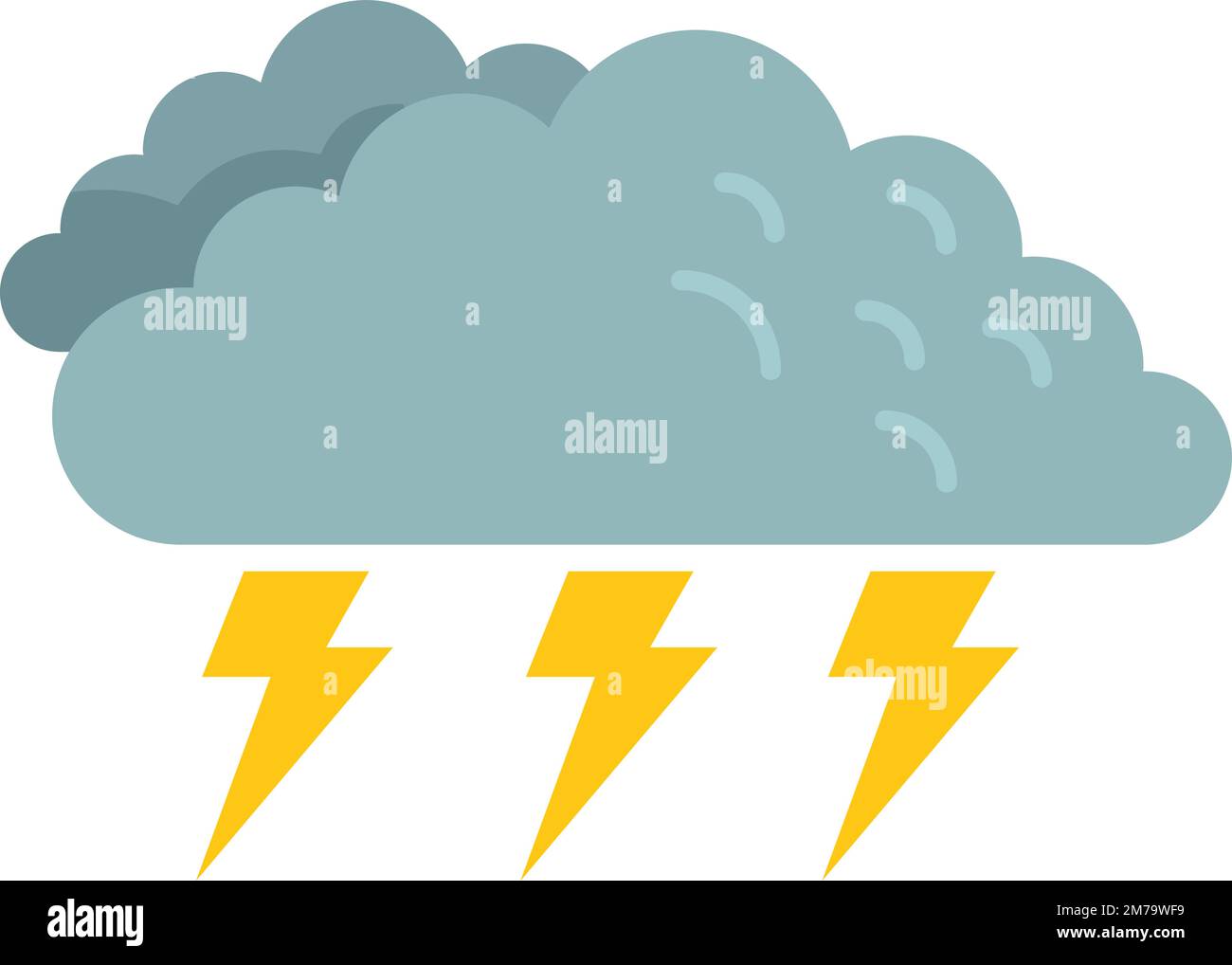 Thunder storm icon flat vector. Cloudy weather. Rain forecast isolated ...
