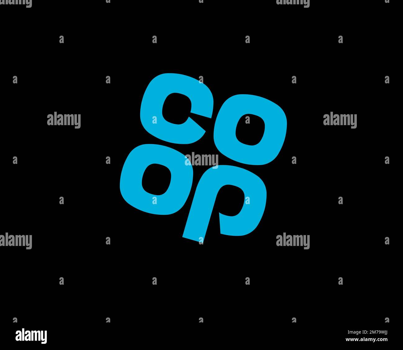 Co op Food, rotated logo, black background B Stock Photo - Alamy