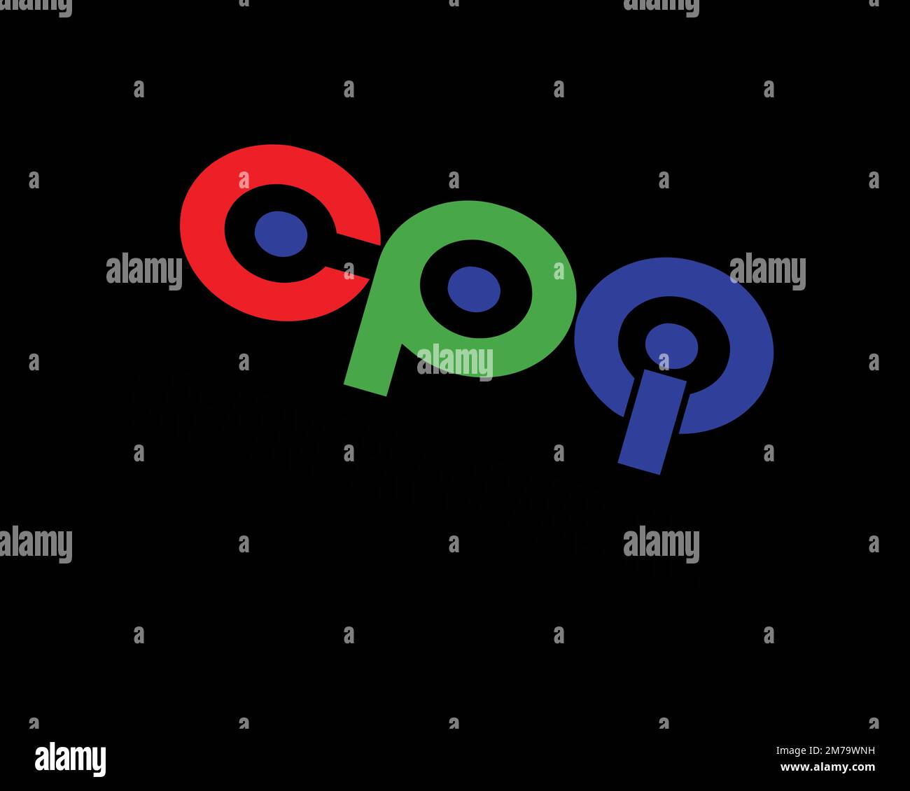 Creative Programs, rotated logo, black background B Stock Photo - Alamy