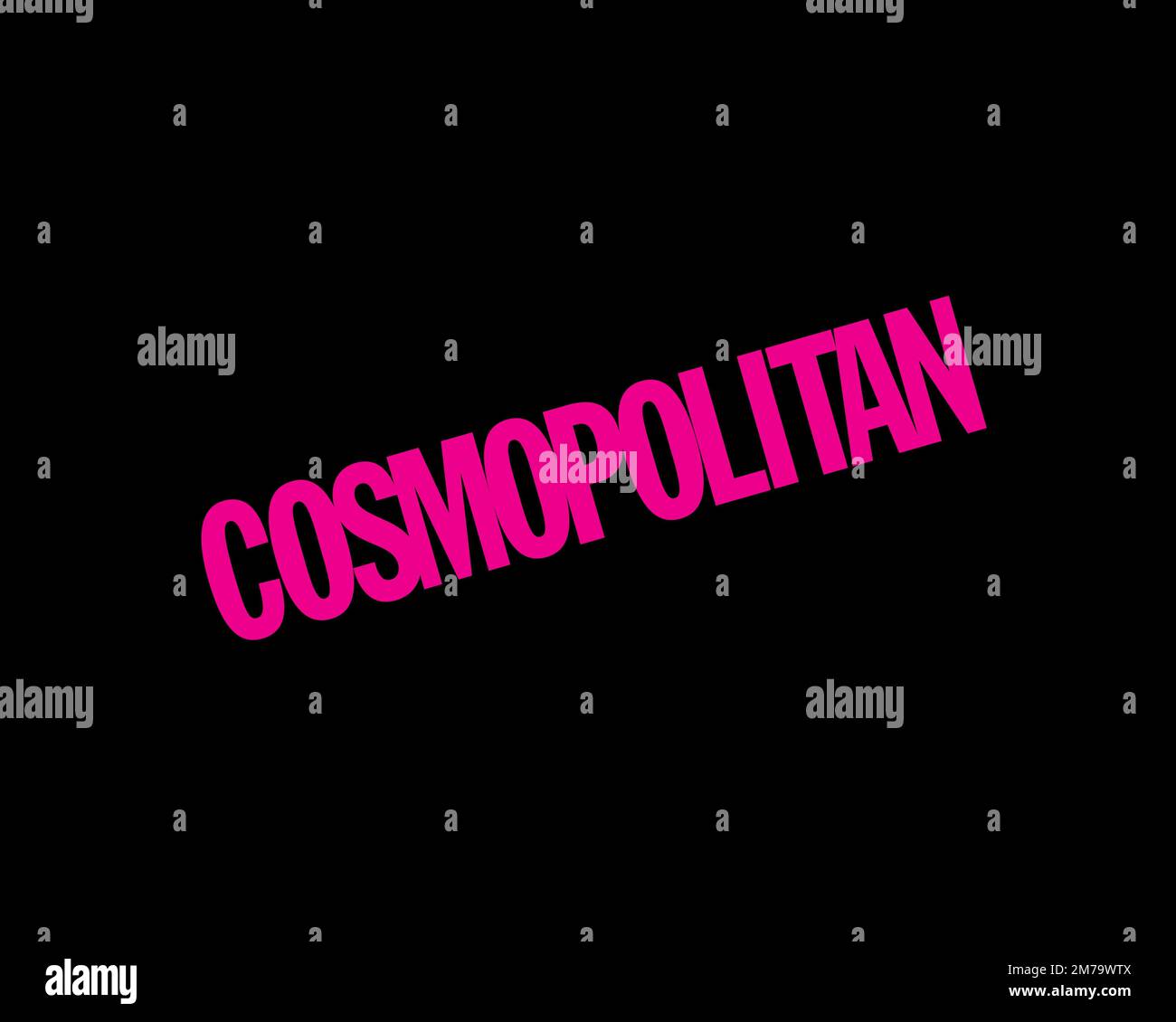 Cosmopolitan magazine, rotated logo, black background Stock Photo - Alamy