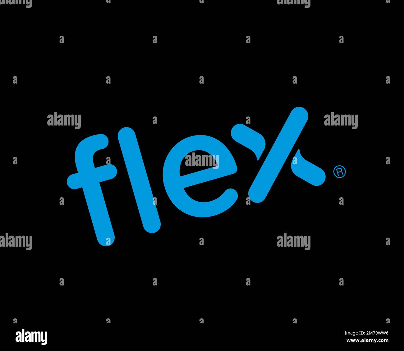 Flex company, rotated logo, black background Stock Photo - Alamy
