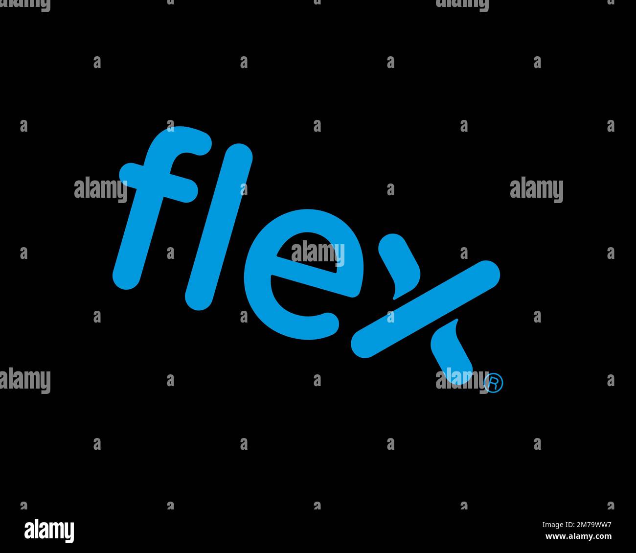 Flex company, rotated logo, black background B Stock Photo - Alamy