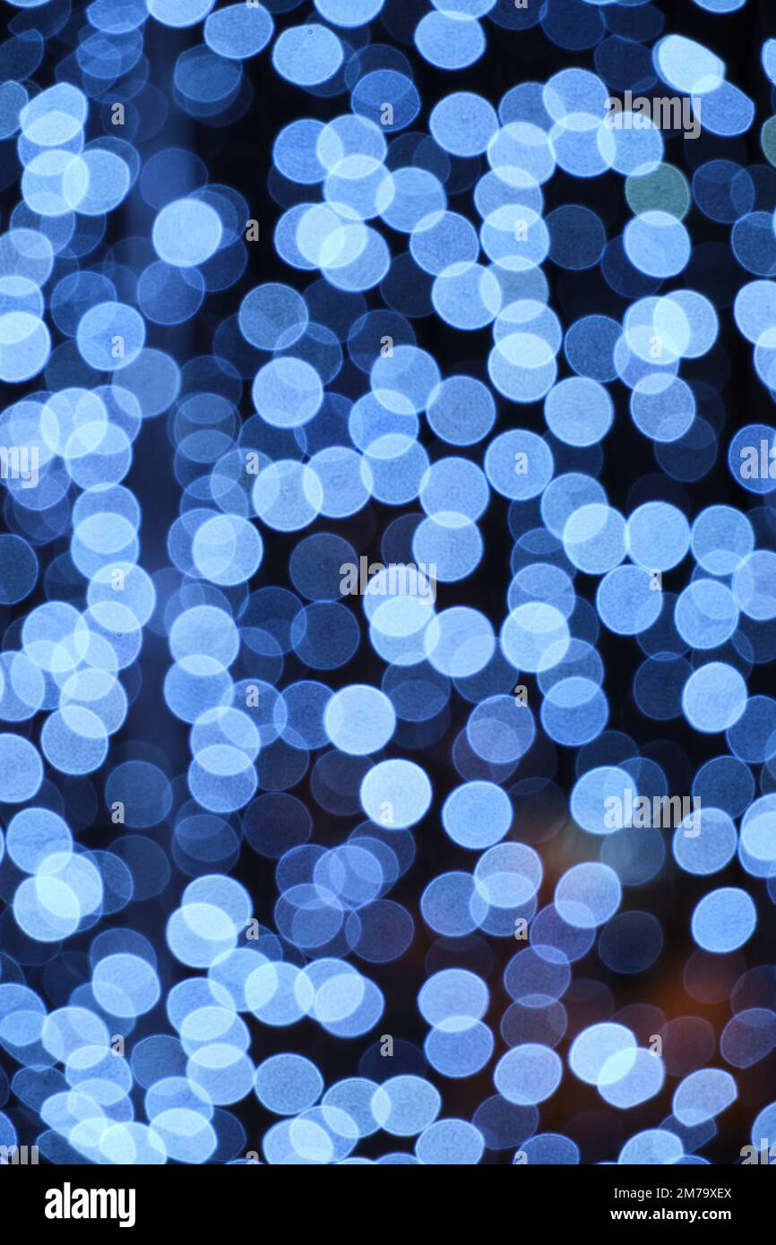 Abstract bright background, bokeh of burning blue light bulbs Stock ...